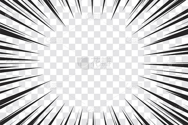 漫画动作帧速度简单线条运动径向线隔离透明背景抽象爆炸模板旗帜黑白单色矢量复古插图漫画书元素