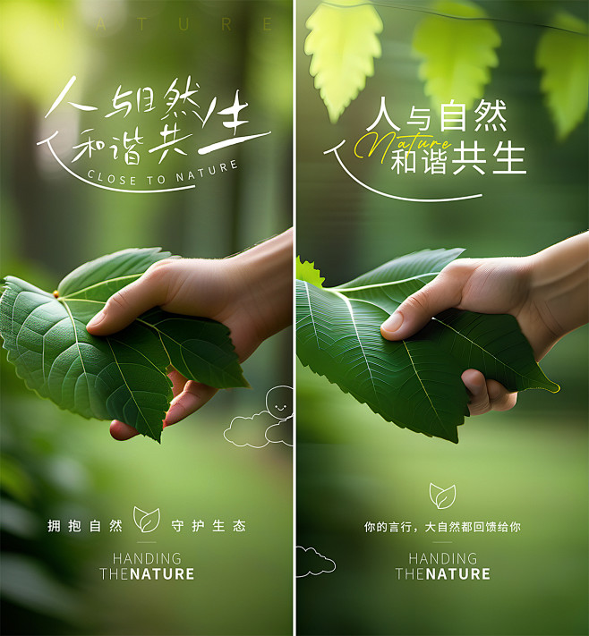 人与自然和谐共生宣传海报-素材库-sucai1.cn