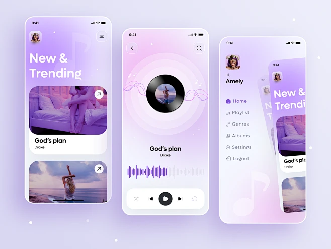Music App Design by Smartuxdesign on Dribbble-花瓣网
