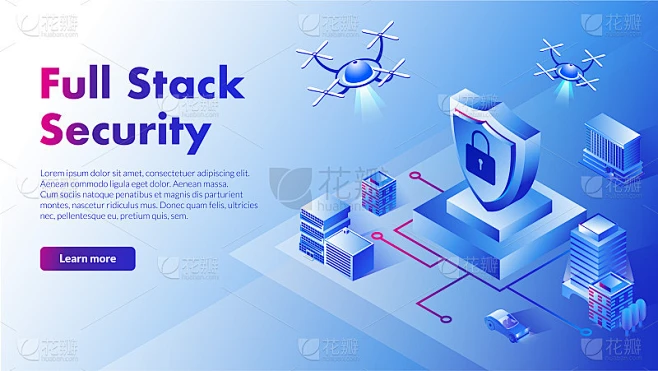 Isometric illustration full stack security素材-花瓣网