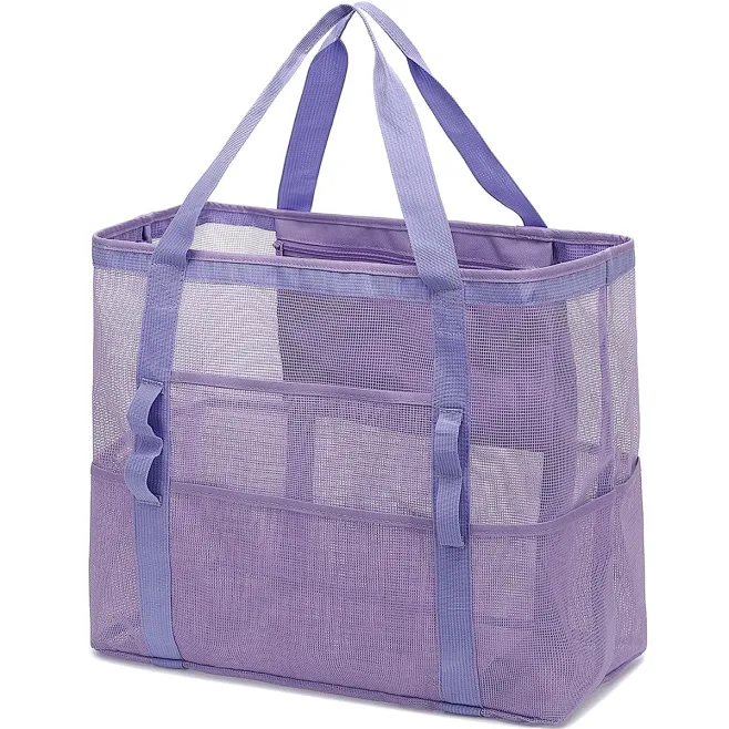Amazon.com | Fammart Mesh Beach Bag, Extra Large Beach Tote with Zipper ...