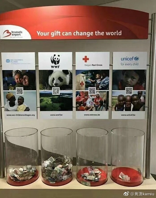 从左到右：SOS儿童村；WWF世界自然基金会；红十字会；Unicef，联合国儿童基金会-花瓣网