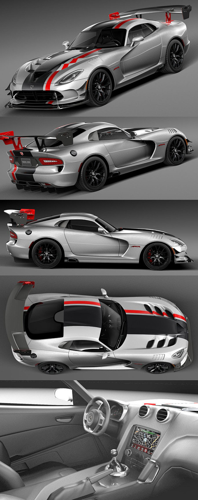 2016道奇蝰蛇Dodge Viper ACR赛车3D模型（OBJ,FBX,MAX,C4D,LWO）