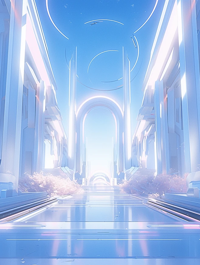 Eexterior of a whole abstract hall,true white,futurism,modernist ...