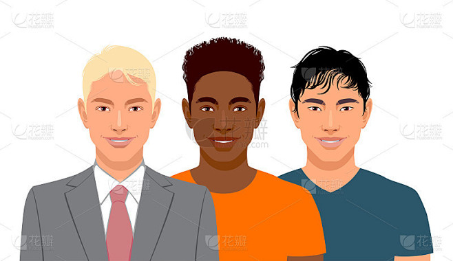三种不同种族的人