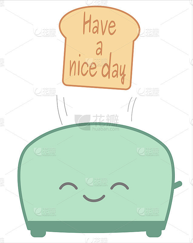 cute cartoon toaster and toast bread with have a n