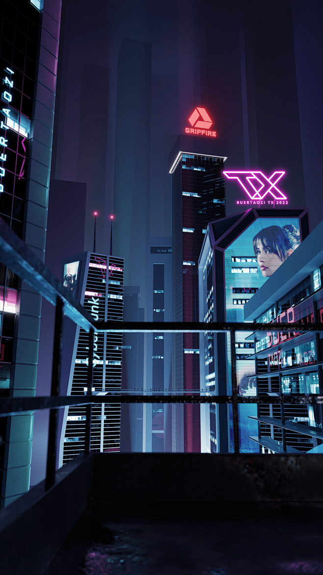 3D blender Cyberpunk 科技 赛博朋克