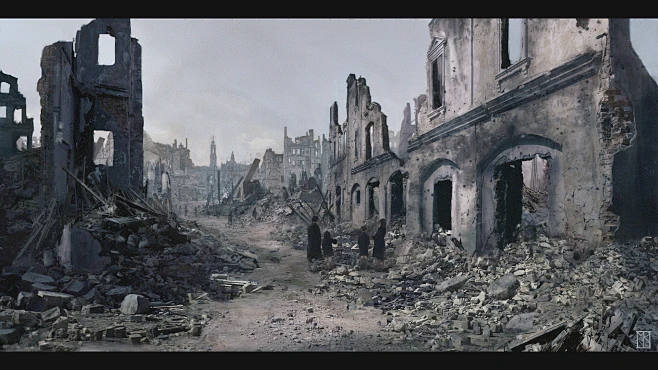WW2 destroyed city-花瓣网