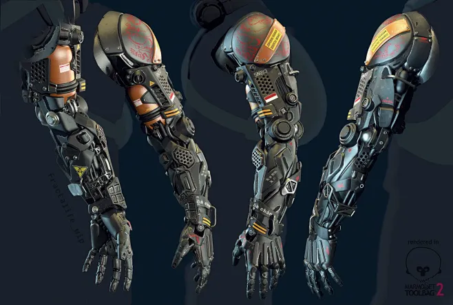 This may contain: three different views of the same robot arm and hand ...