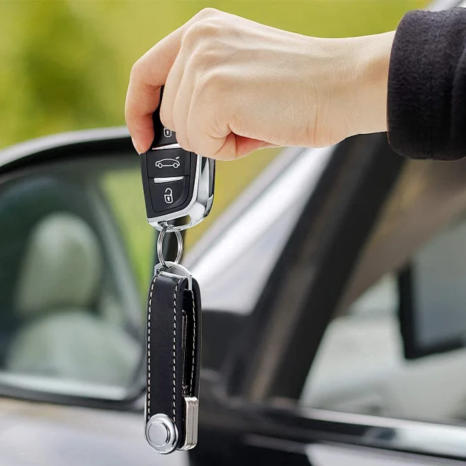 2 Sets Leather Key Organizer Compact Key Holder Folding Pocket Key ...