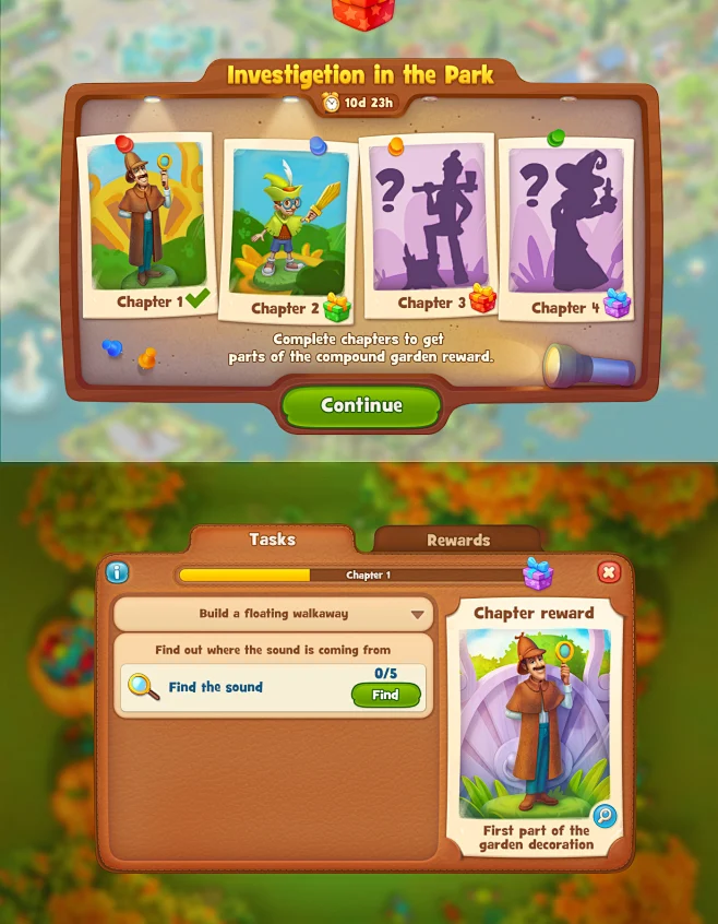 cartoon gardenscapes playrix UI user interface-花瓣网