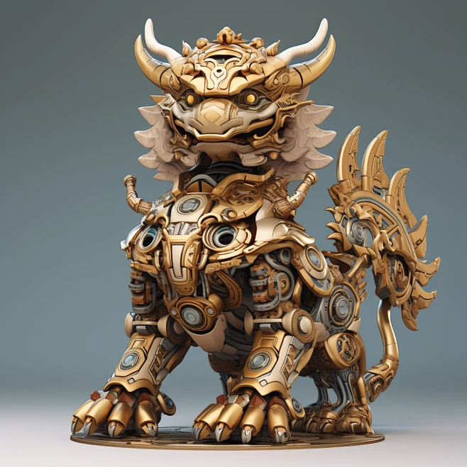 Mecha, heavy mecha, bronze mecha, Chinese dragon mecha, upright, cute ...