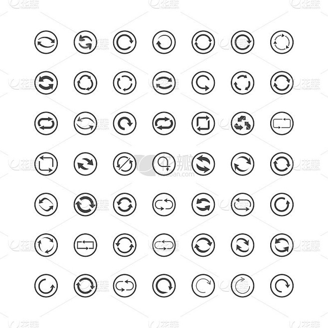 Repeat icons set. set of 49 refresh filled icons s