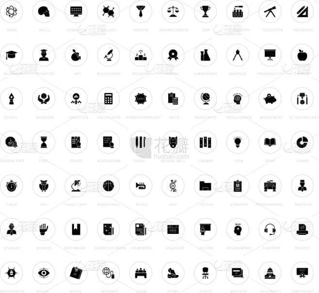 set simple icons university