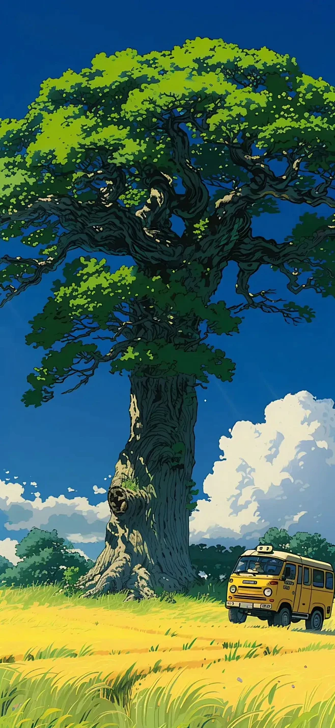 宫崎骏的夏天，漫画风格手机壁纸