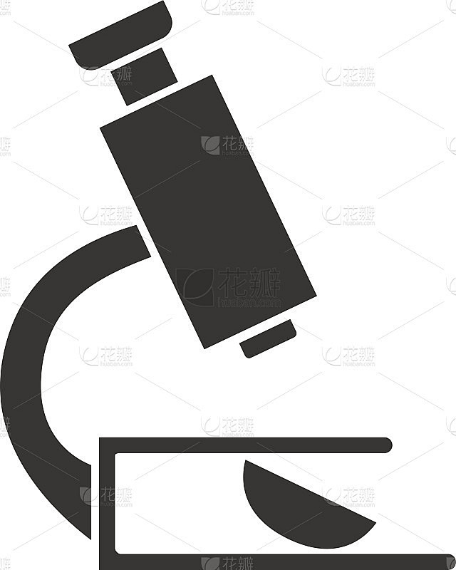 显微镜图标。轮廓的象征。负空间。向量孤立的插图。