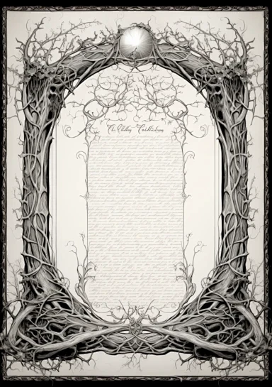 black ink on white paper: book of shadows page format: elven borders