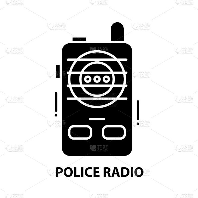 police radio icon, black vector sign with editable