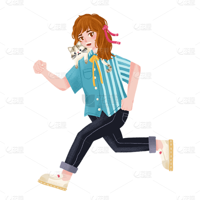 手绘-奔跑人物形象贴纸