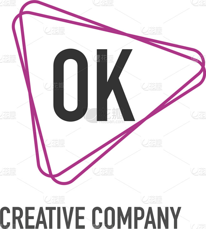 initial letter ok triangle design logo concept