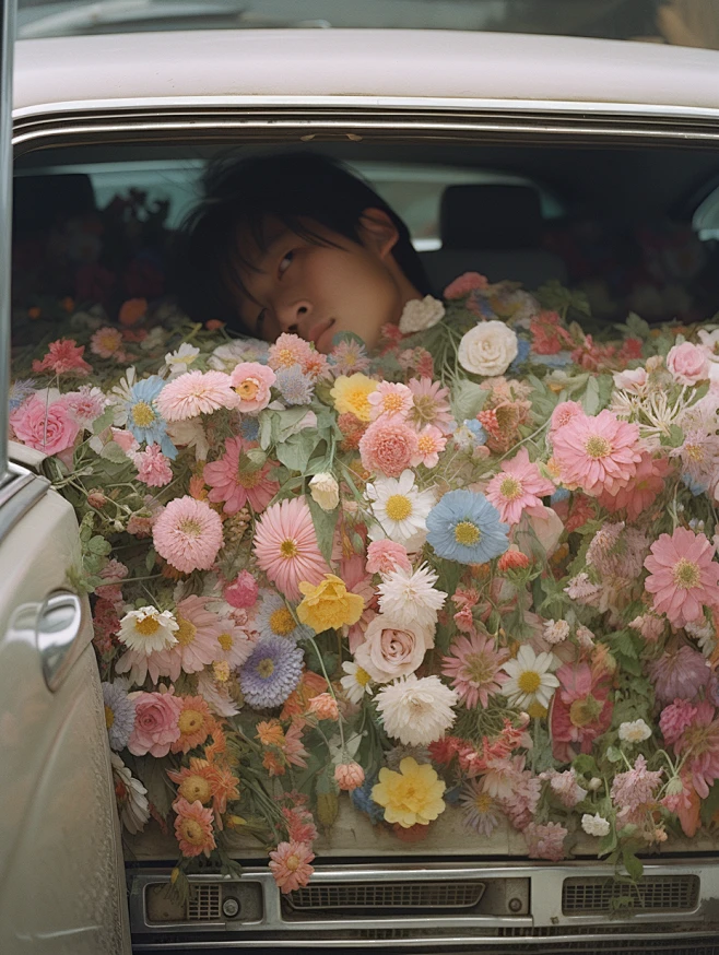JeremyX_18_-_year_-_old_chinese_boy_model_in_car_filledwith_flo_c-花瓣网