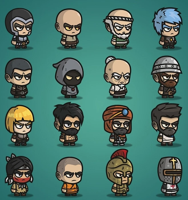 2D游戏角色素材横版卡通半头身人物动作动画PNG图片序列帧unity-淘宝网-花瓣网