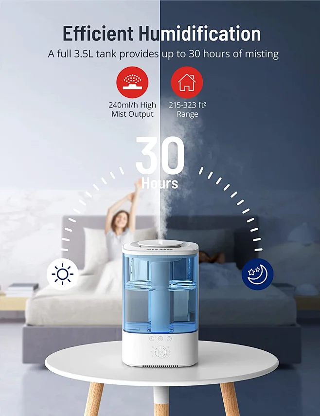Amazon.com: Humidifiers for Bedroom, PARIS RHÔNE Air Cool Mist Humidifier for Plants Baby, 3.5L ...