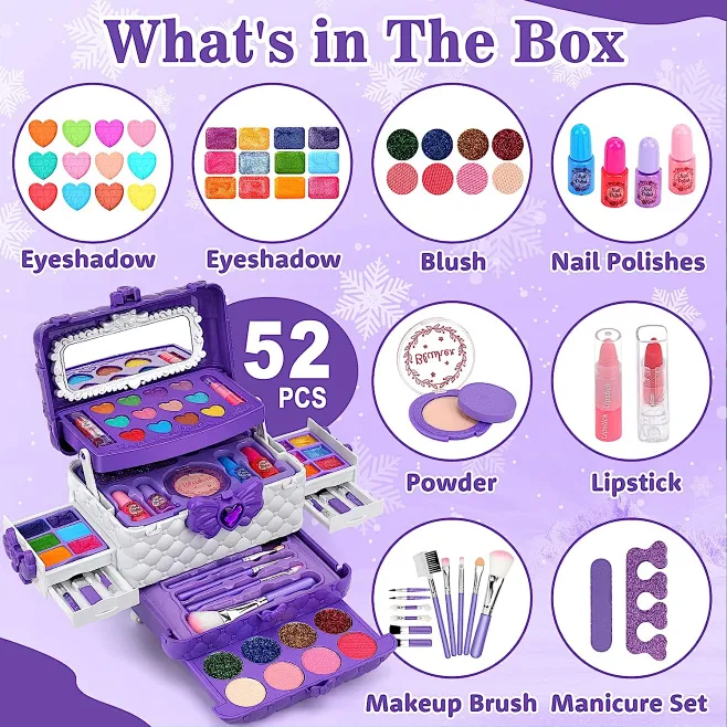 Teensymic Kids Makeup Kit for Girl Gifts, 54PCS Washable Little Girls ...