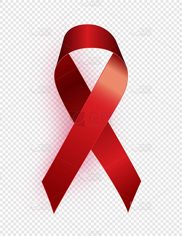 Red Ribbon Sign on Transparent Background. 1 Decem素材-花瓣网