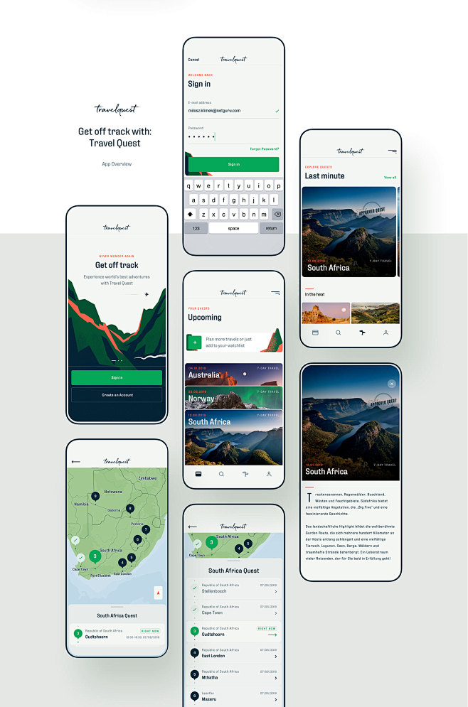app brand branding map mobile product design quest Travel