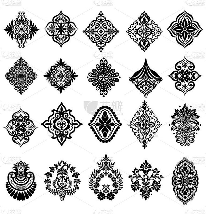 Vector set with baroque ornaments in Victorian sty