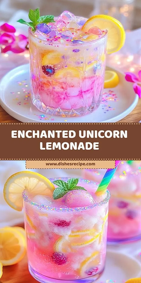 This contains: enchanted unicorn lemonade recipe, magical unicorn ...