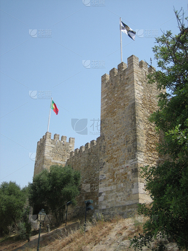 里斯本,城堡,垂直画幅,建筑,无人,蓝色,欧洲,古老的,古典式,石材