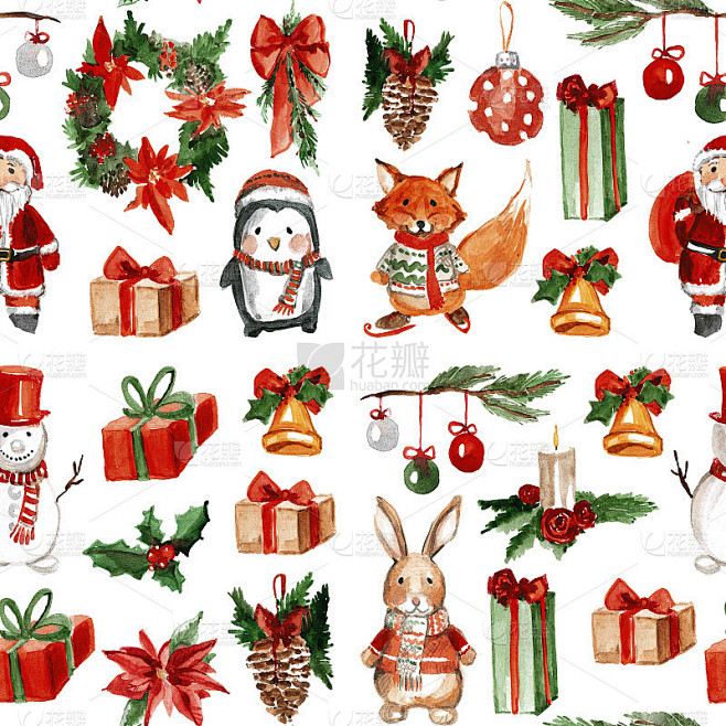 Holly jolly Merry Christmas无缝图案