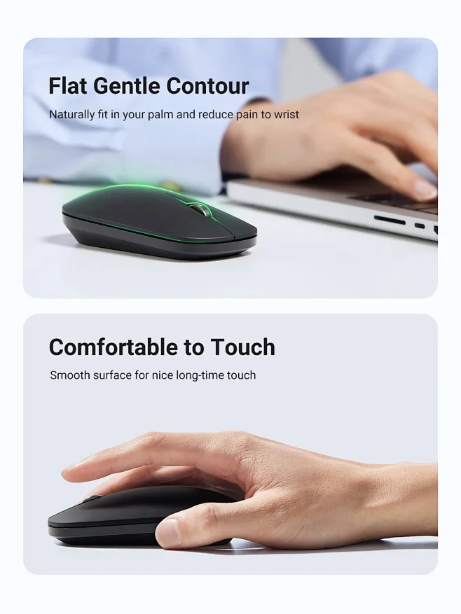 UGREEN Bluetooth Mouse Portable, Slimline USB 2.4G Wireless Mouse for ...