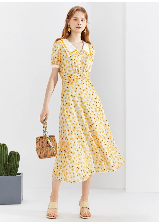 YINER音儿女装2020夏季新款时尚小雏菊图案印花皱褶收腰连衣裙-tmall.com天猫 _摄影—灰背_T20201229 #率叶插件，让 ...