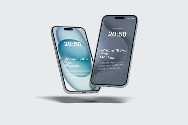 iphone 15 Pro Max Mockup iPhone 15手机广告App应用ui界面设计作品ps样机素材展示效果图_UIGUI-花瓣网