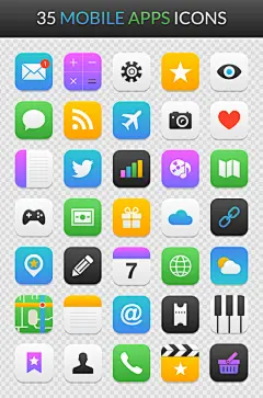 mobile app icon set free-花瓣网