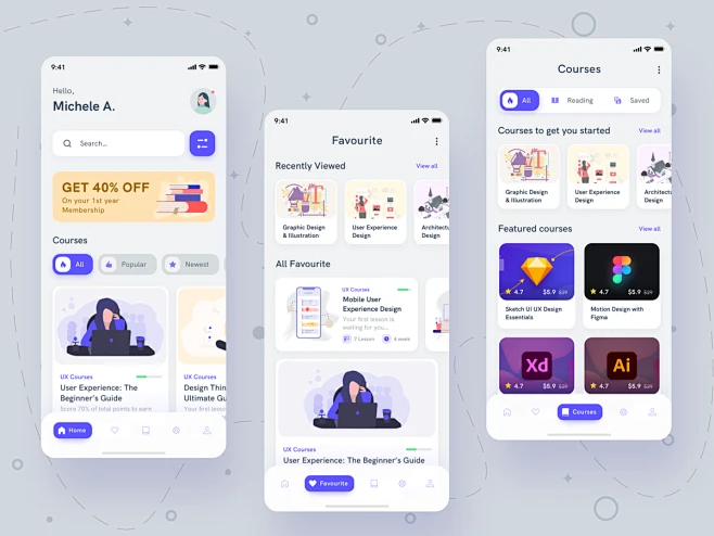 Education Mobile App Dashboard app clean design education illustration ...