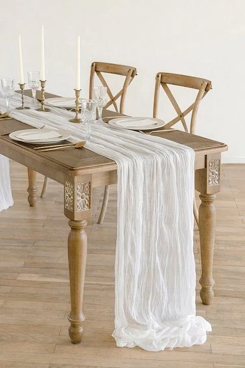 Rustic Gauze Cheesecloth Table Runner 30"w x 10ft/12ft/14ft - White ...