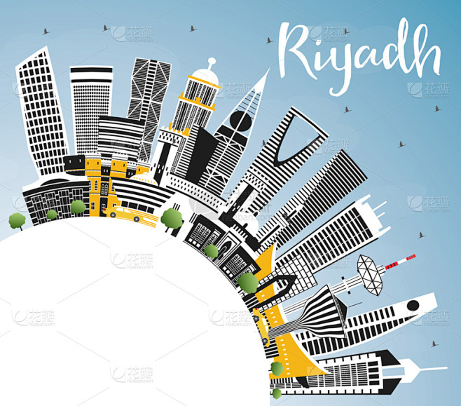 天空,城市天际线,建筑外部,沙特阿拉伯,蓝色,留白,利雅得,彩色图片,商务,云