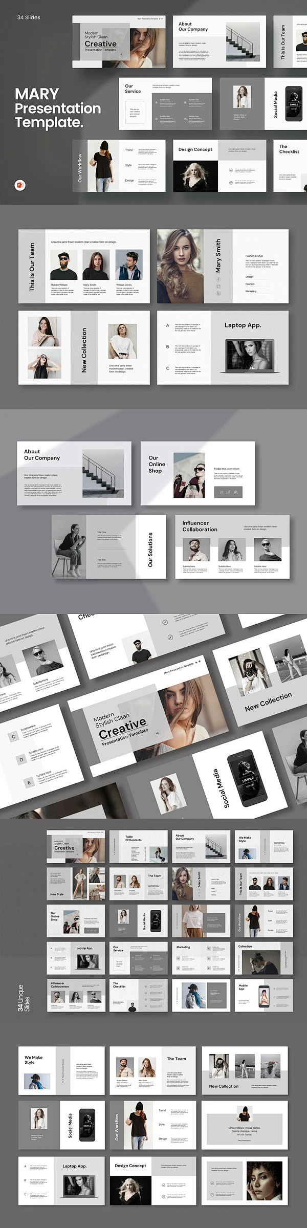 极简主义时尚PPT模版 (PPTX)-花瓣网