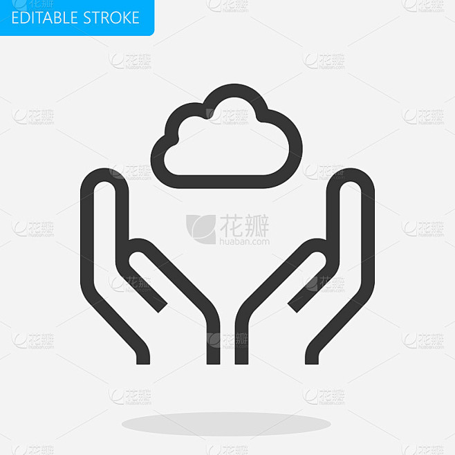 Safe Cloud Server Vector Line Icon Editable Stroke