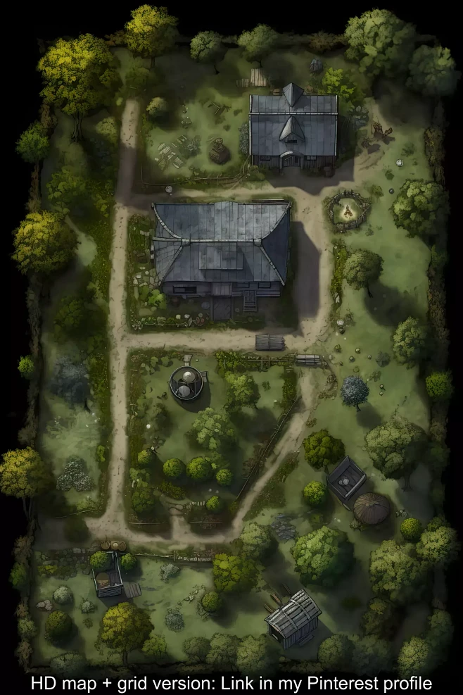 DND Map: Moonlit Grove Battlemap Terrain.-花瓣网