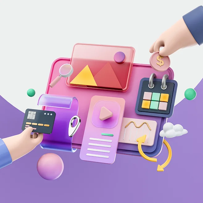 3D Illustration Collection-花瓣网