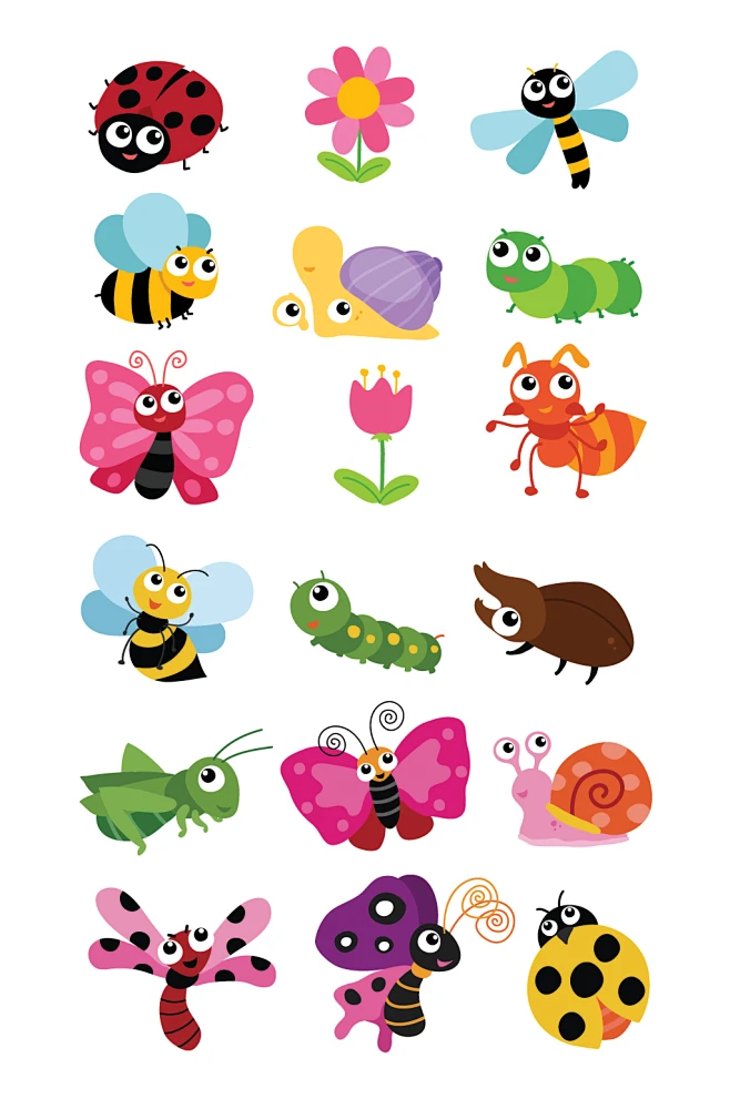 卡通幼儿可爱小虫子素材-花瓣网
