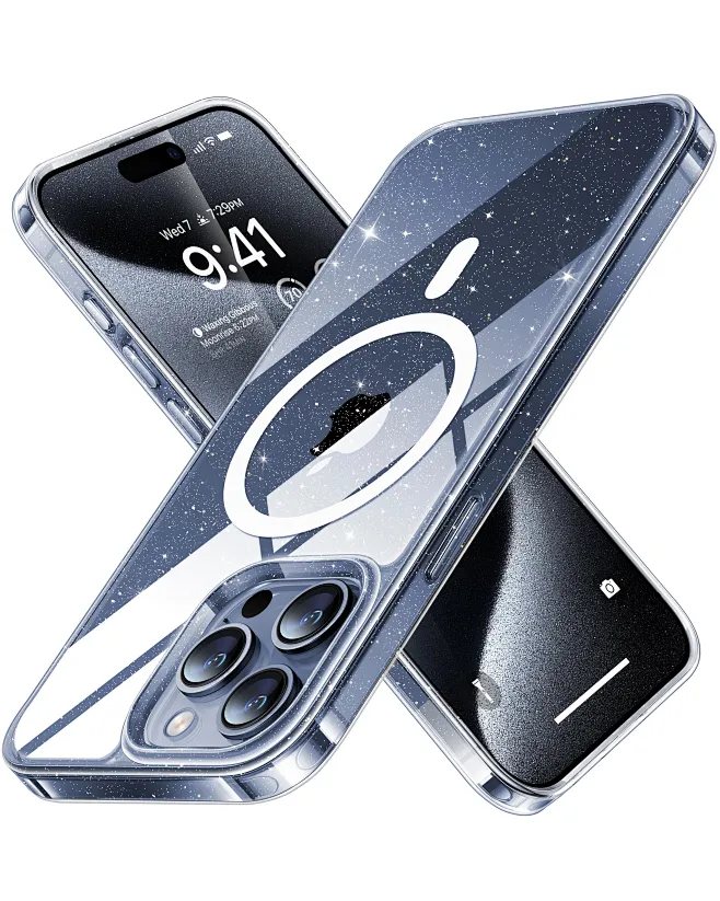 TORRAS Magnetic Glitter Clear for iPhone 15 Pro Max Case, [Compatible ...