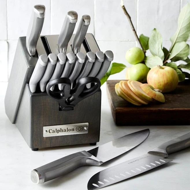 Calphalon Classic SharpIN Stainless-Steel Knives, Set of 15-花瓣网