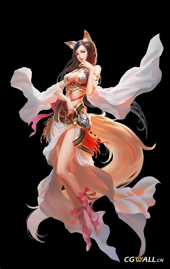 CGwall游戏原画网站_动作大幅度的美女插画不同感觉的美女-花瓣网