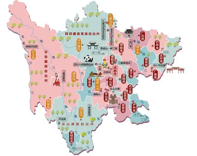 四川人文旅游地图-花瓣网